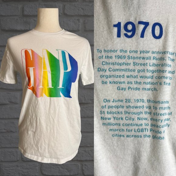 GAP | Tops | Gap Pride Employee Tshirt White Rainbow Size Xs Short ...